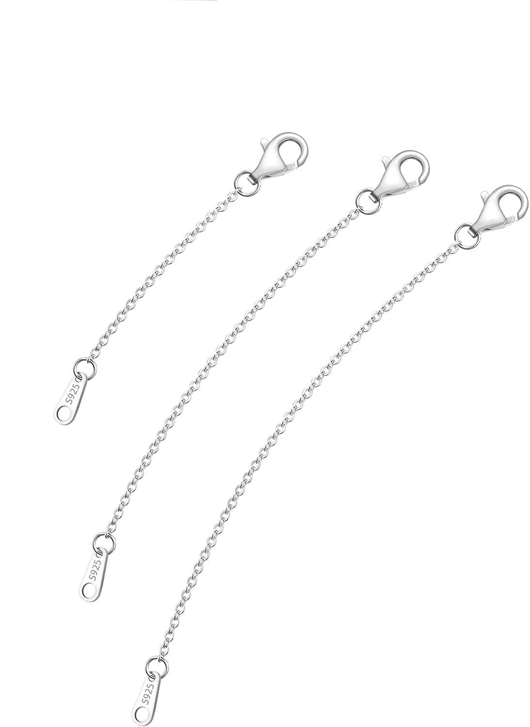 925 Sterling Silver White Gold Necklace/Bracelet/Anklet Extender Chain ...