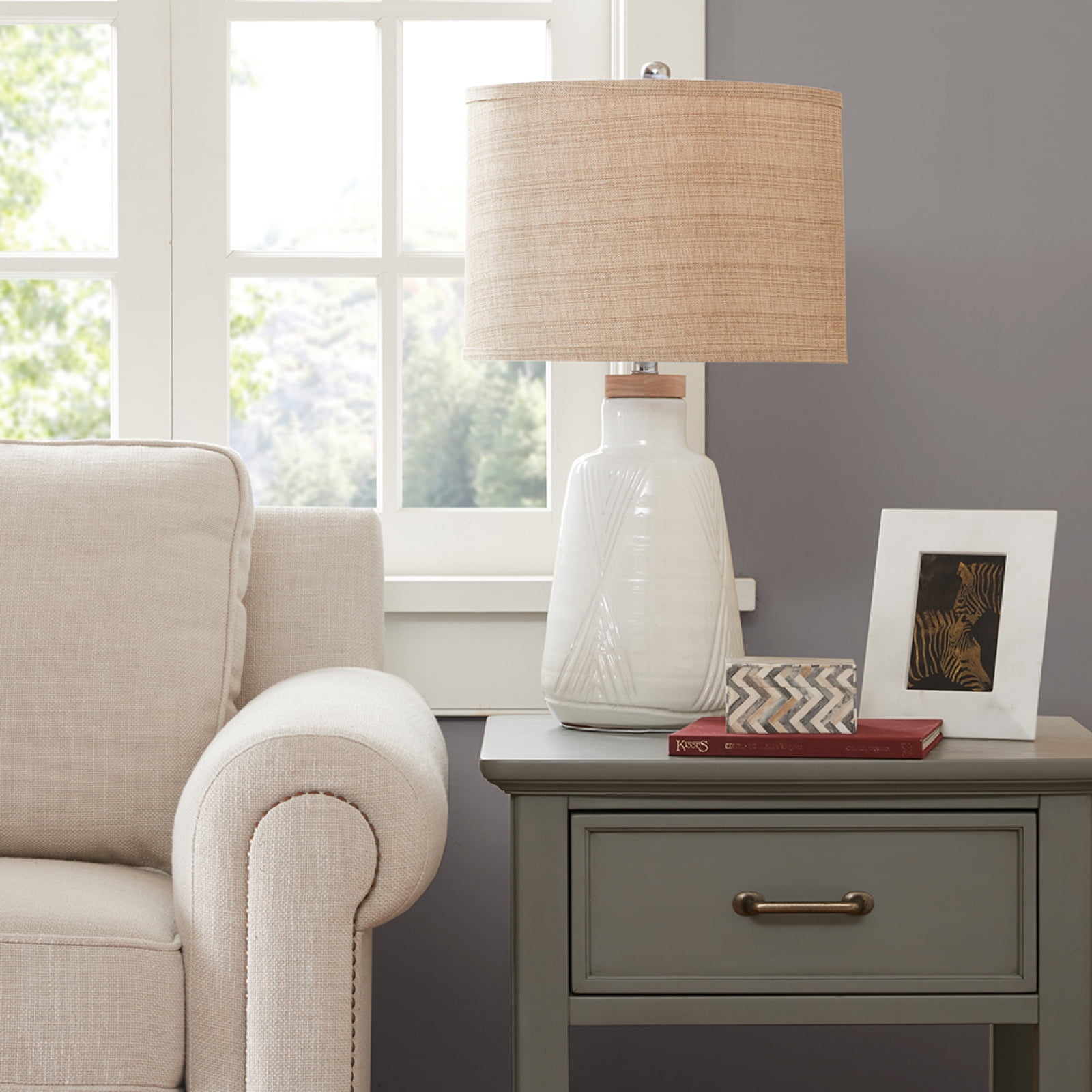 Tate Boho Textured Ceramic Table Lamp 97667 - Walmart.com