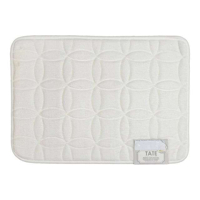 Tate Collection 17x24 inch Memory Foam Bathroom Bath Shower Mat - White ...