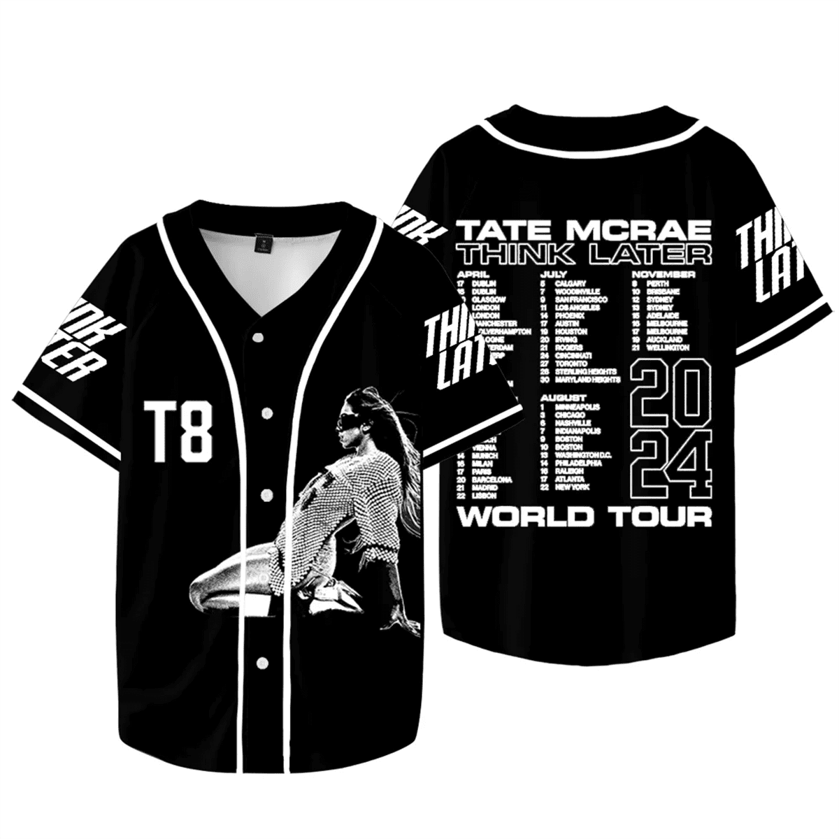 Tate McRae 20 Baseball Short Sleeve Button Down Jersey Short Sleeve ...