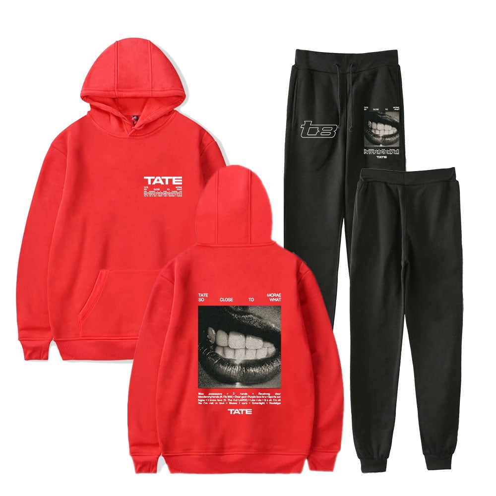 Tate McRae T8 Lips Hoodies Jogger Pants Set Miss Possessive Tour Merch ...