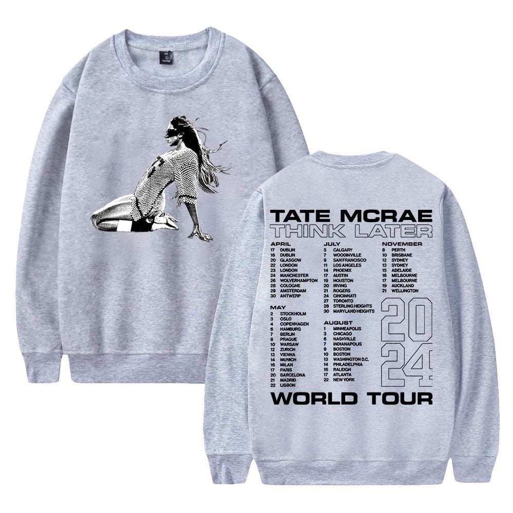 Tate McRae Think Later World Tour 2024 Crewneck Long Sleeve Streetwear Men Women Sweatshirt ...