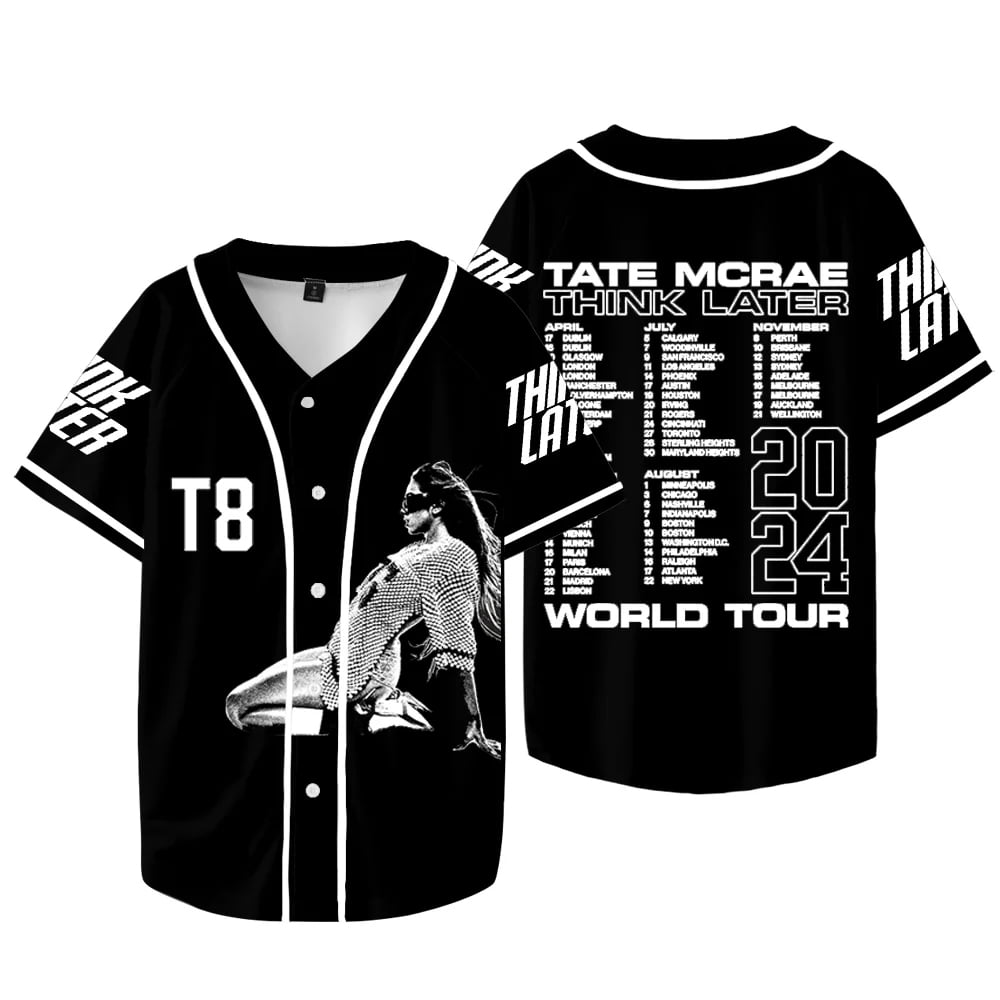 Tate McRae Think Later World Tour Merch Jersey Baseball Jacket Women ...