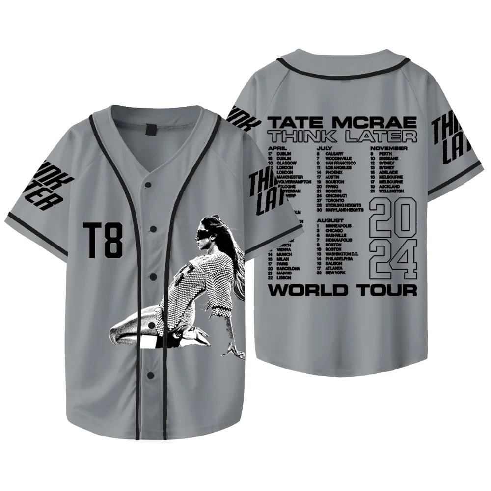 Tate McRae Think Later World Tour Merch Jersey Baseball Jacket Women ...