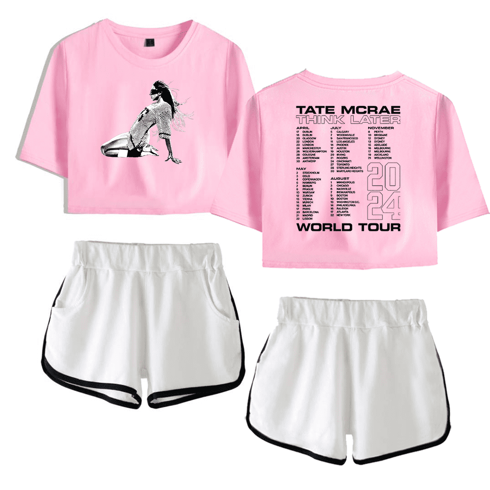 Tate McRae Tshirt Set Think Later World Tour Merch Two Piece Set Crop ...