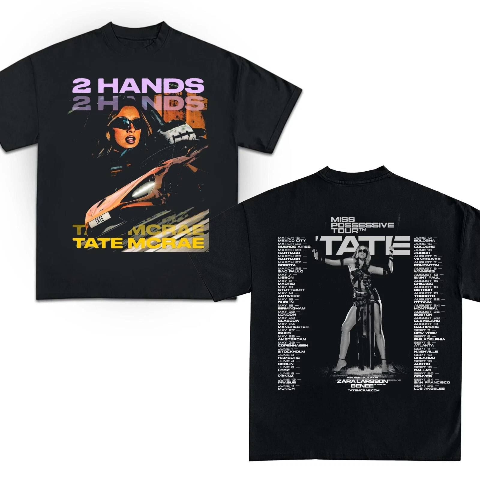 Tate Mcrae 2025 Concert, Tour 2025 Unisex 2 sided T-Shirt - Walmart.com