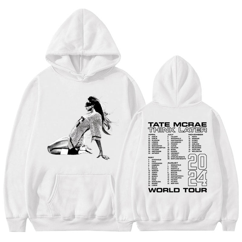 Tate Mcrae The Think Later World Tour 2024 Hoodies Men Women Fashion Harajuku Long Sleeve Fleece ...