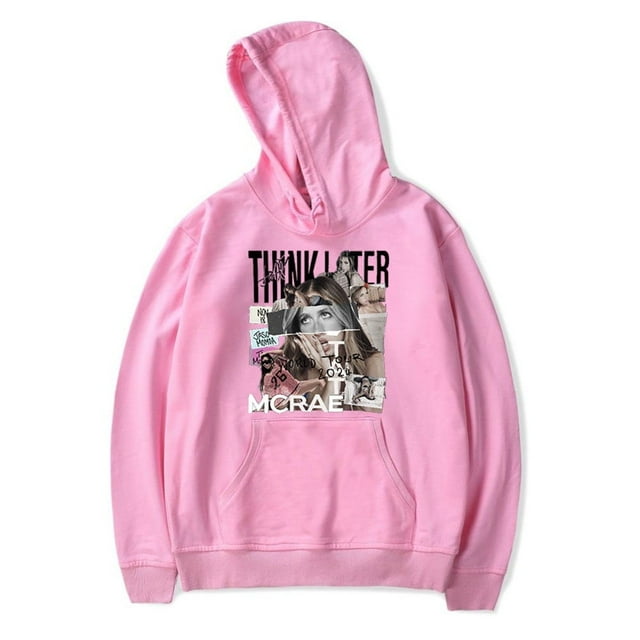 Tate Mcrae Think Later World Tour 2024 Merch Hoodie Unisex Fashion Printed Pullover,S,Pink ...