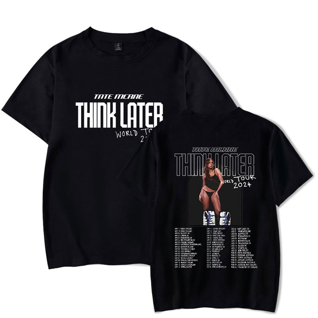 Tate Mcrae Think Later World Tour 2024 T-shirt Casual Short Sleeve ...
