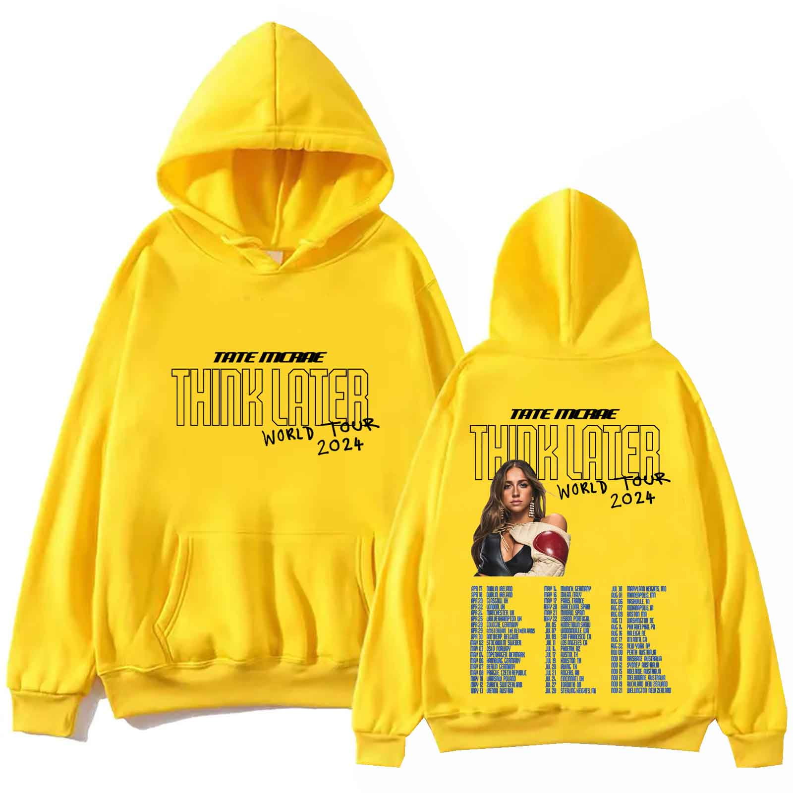 Tate Mcrae Think Later World Tour 2025 Hoodie Tops Long Sleeve Regular ...