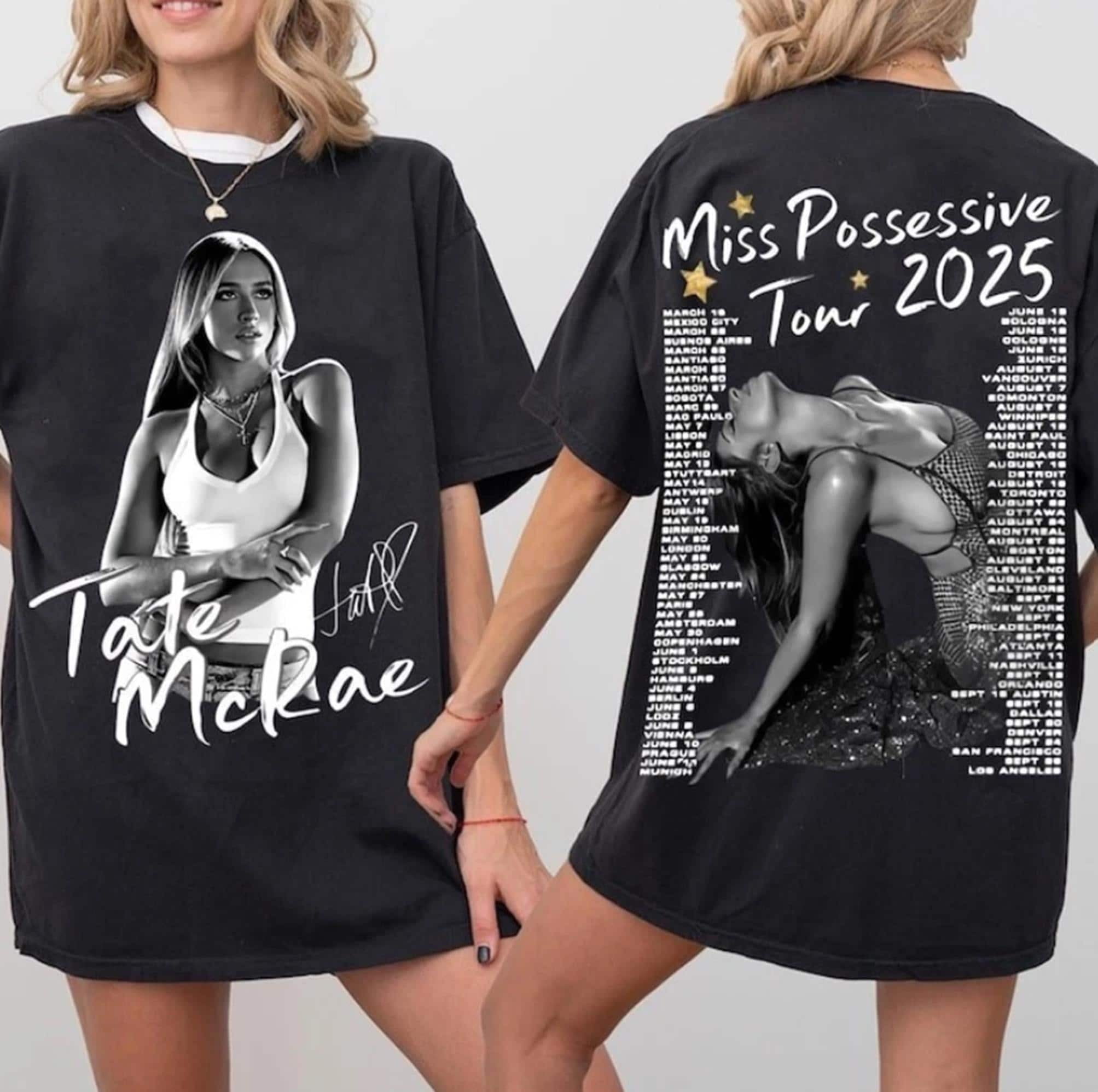 Tate Mcrae Tour 2025 Two Sided Shirt, Miss Possessive Tour Date Shirt ...