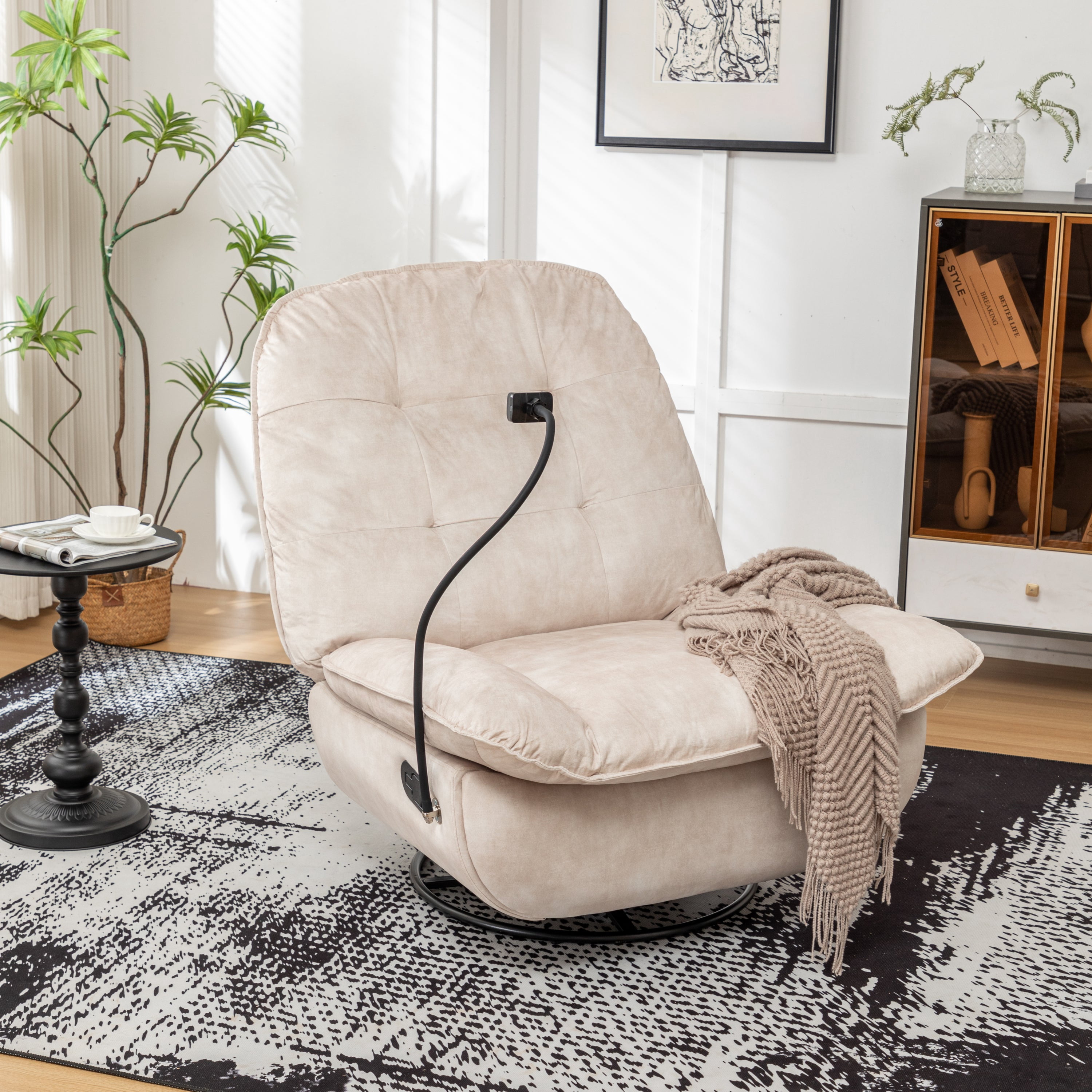 Tate Swivel Gliding Rocking Chair - Ivory - Walmart.com