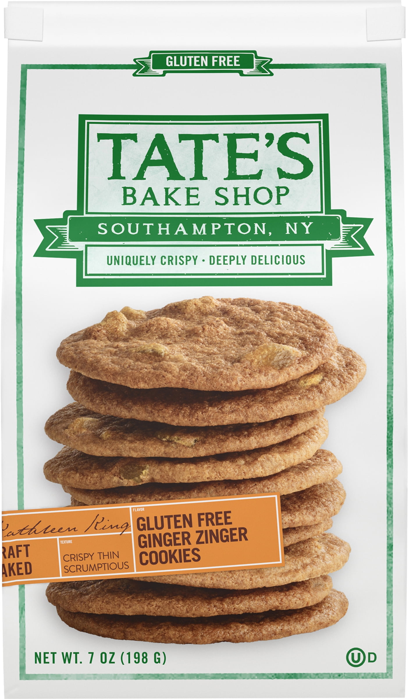 Tate's Bake Shop Gluten Free Ginger Snaps Cookies, 7 oz (Pack of 1 ...