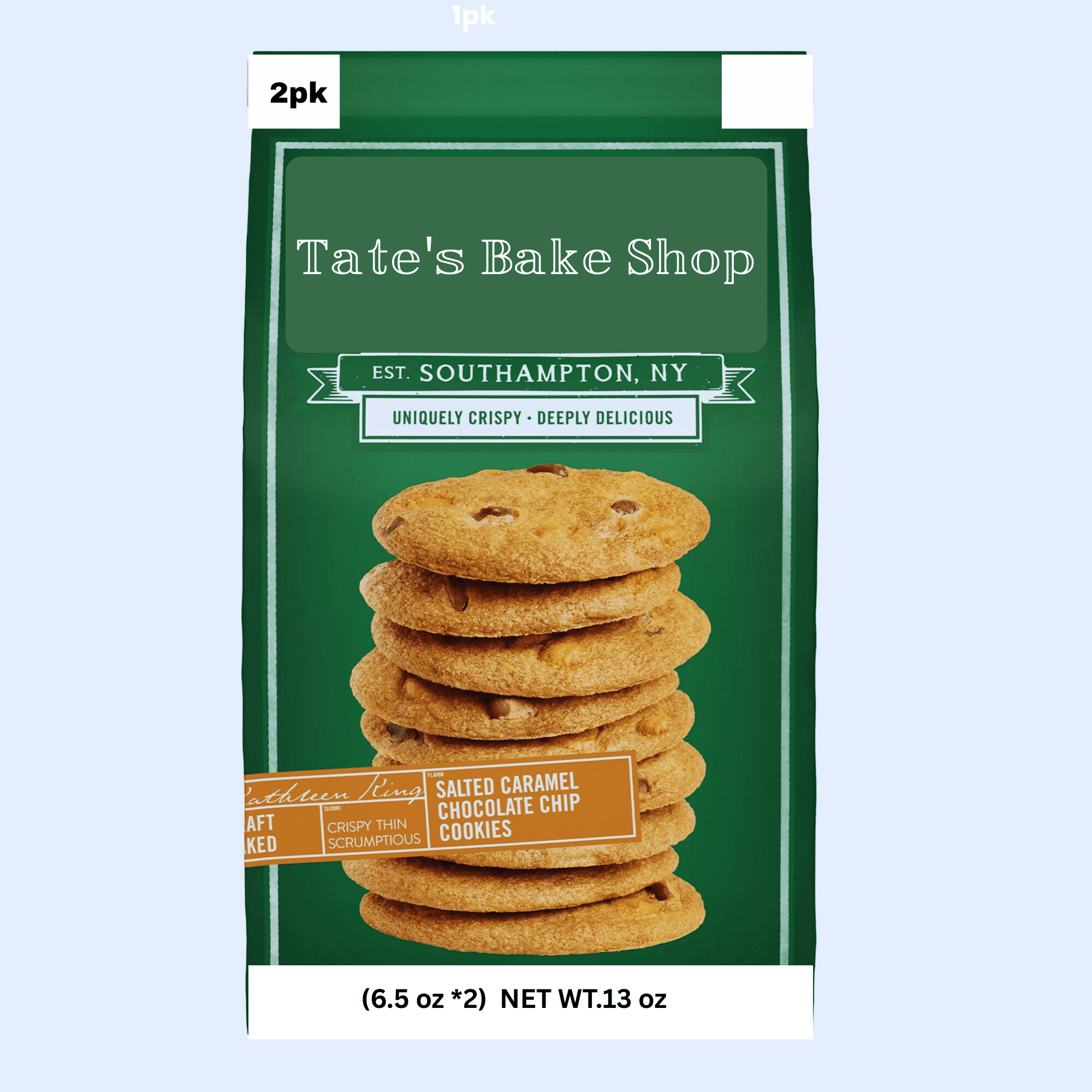 Tate’s Bake Shop Cookies, Salted Caramel Chocolate Chip, (6.5 oz x 2 ...