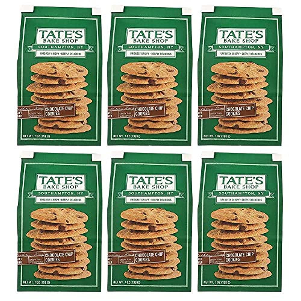 Tate's Bake Shop Thin & Crispy Cookies, Chocolate Chip, 7 Oz, Pack Of 6 ...