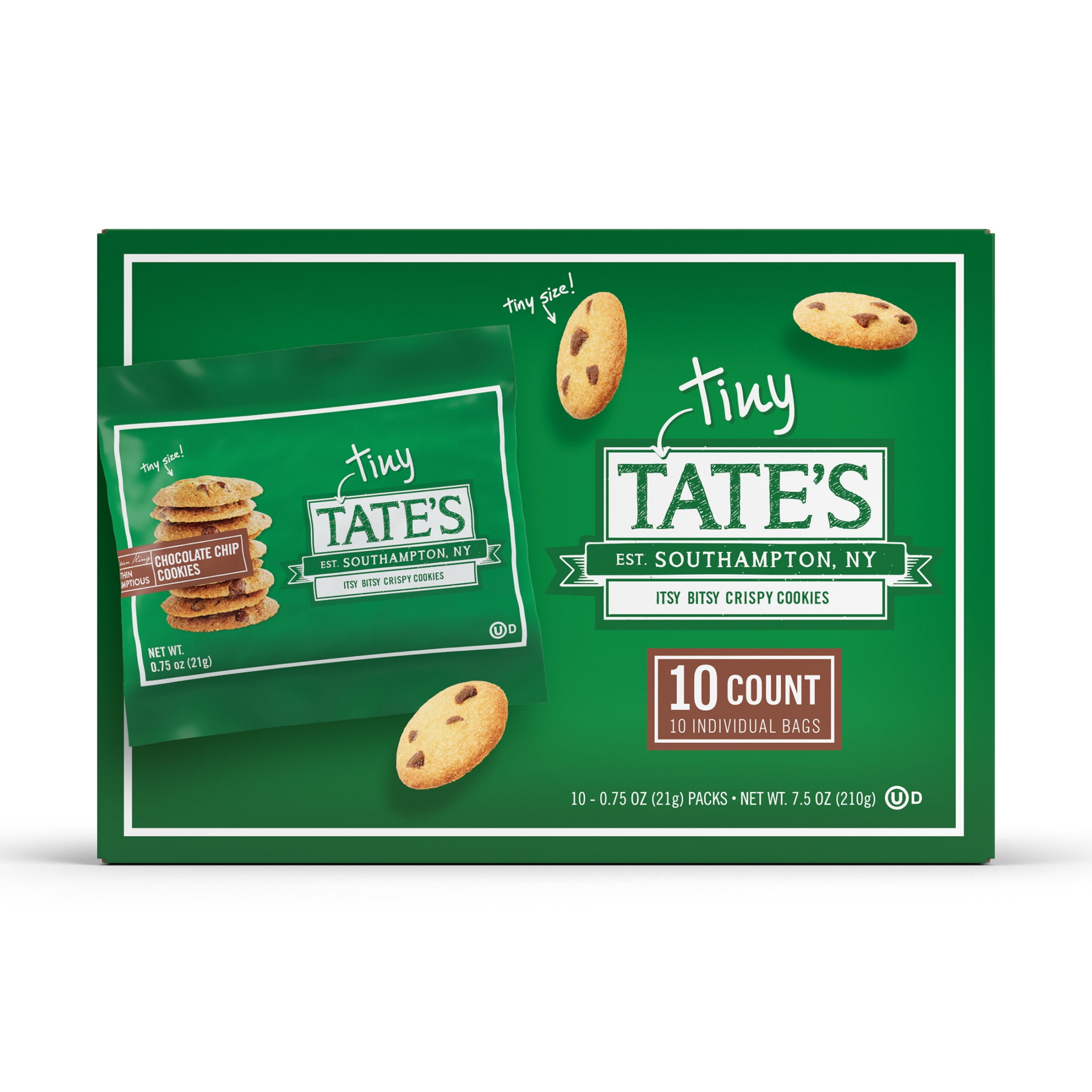 (2 pack) Tate's Bake Shop Tiny Chocolate Chip Cookies, 10 Snack Packs ...