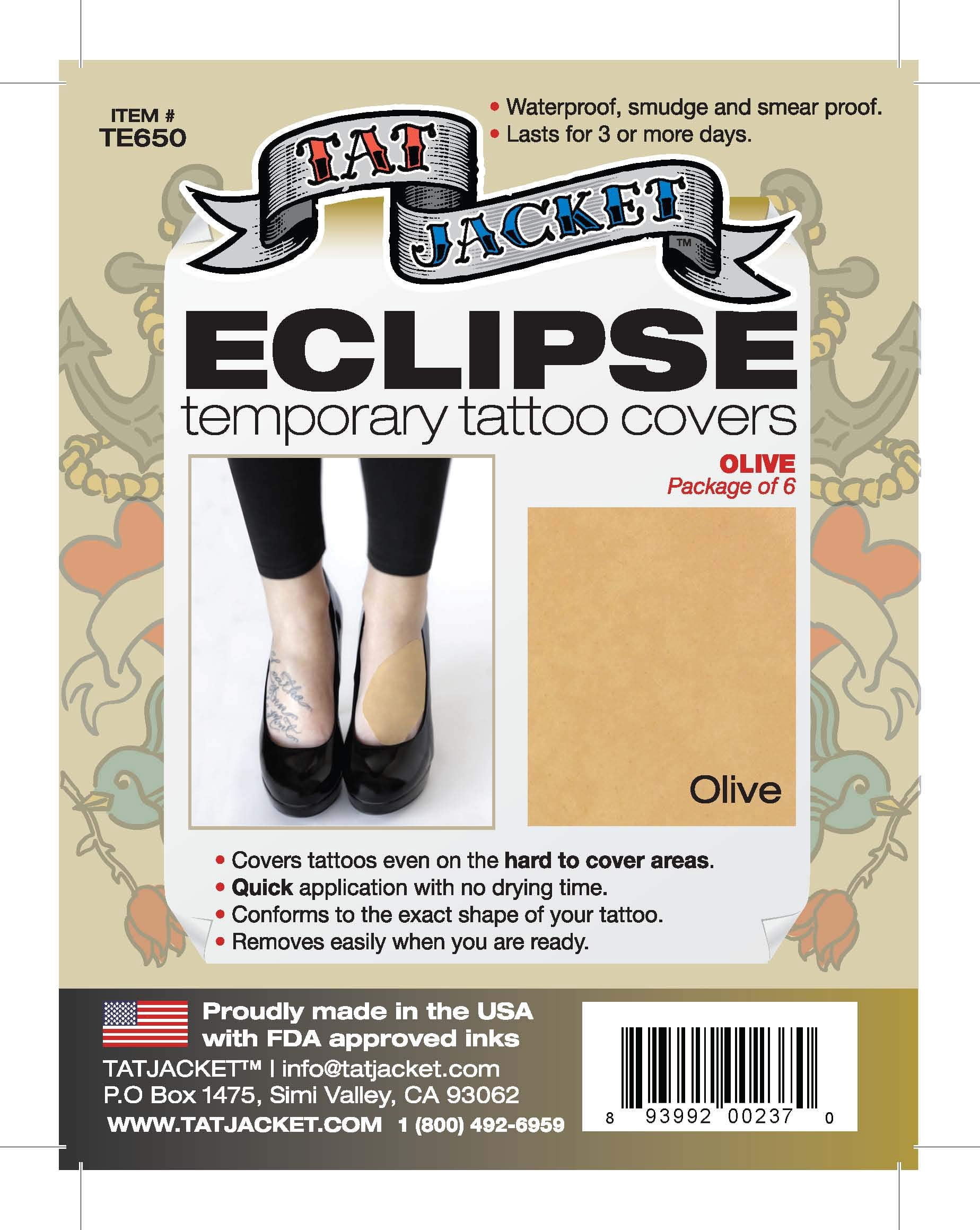 Tatjacket Eclipse Temporary Tattoo Covers (Olive) - Walmart.com