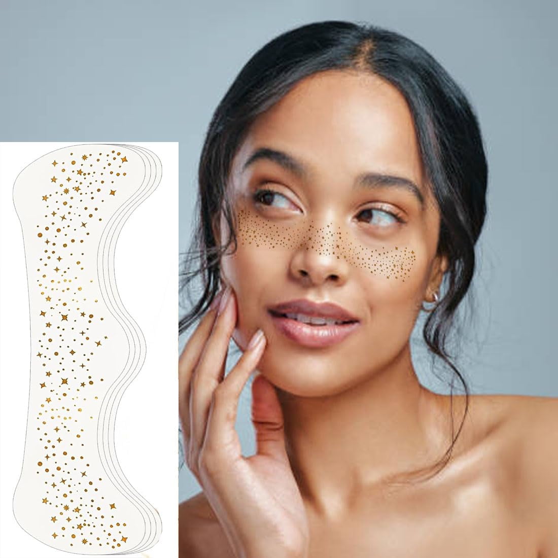 Tatmods 2pcs Gold Glitter Freckles Temporary Tattoo Sticker Waterproof Gold Fake Tattoos for ...