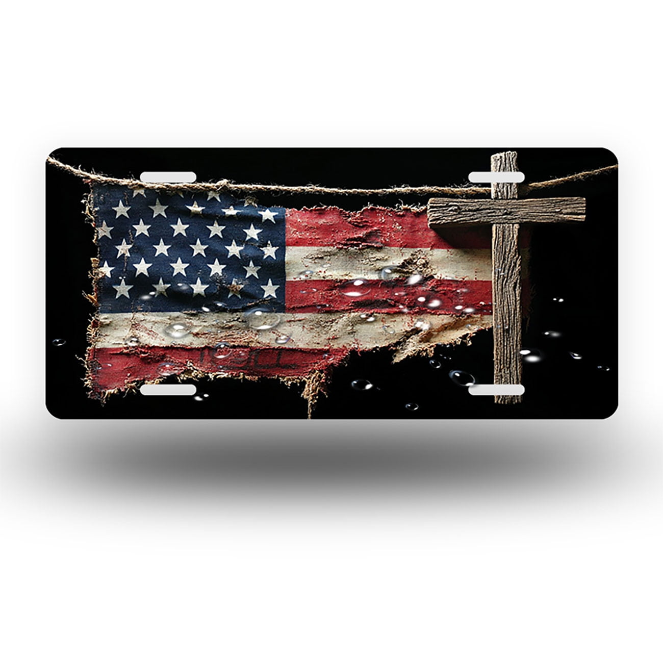 Tattered flags and crosses Front License Plate,Metal License Plate ...