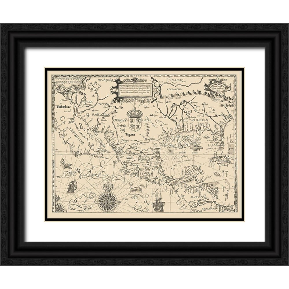 Tatton 32x25 Black Ornate Wood Framed with Double Matting Museum Art ...