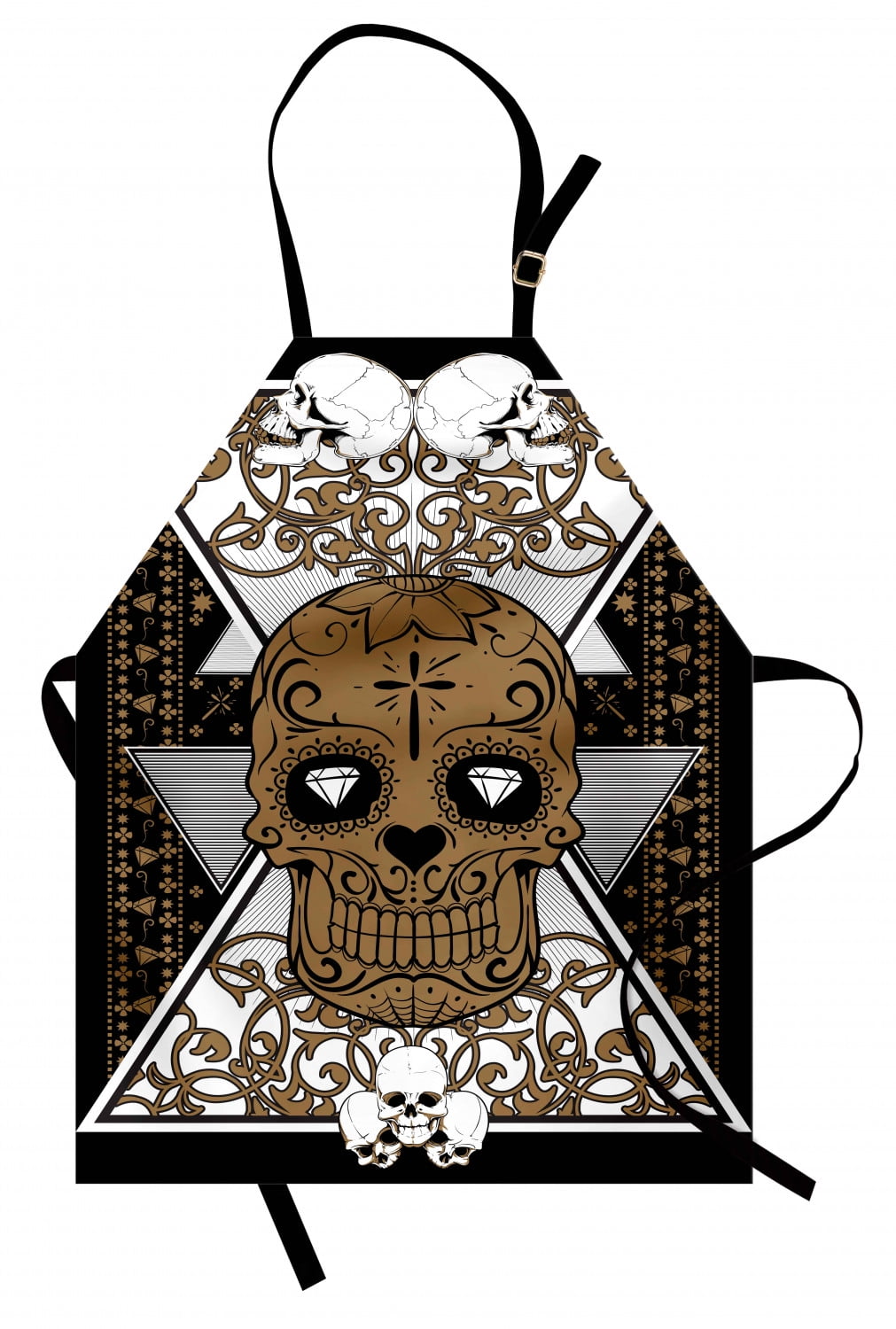 Tattoo Apron Skull with Diamond Eyes and Floral Theme Vine Art Tattoo ...