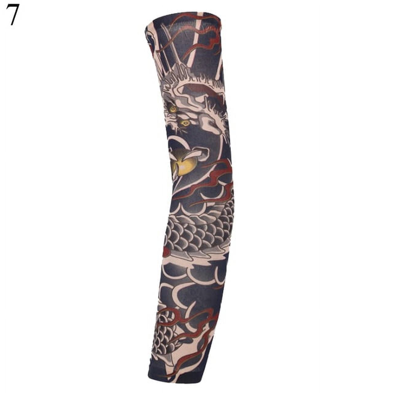 Tattoo Arm Sleeves Outdoor Sun UV Protection Arm Cover Elastic Seamless ...