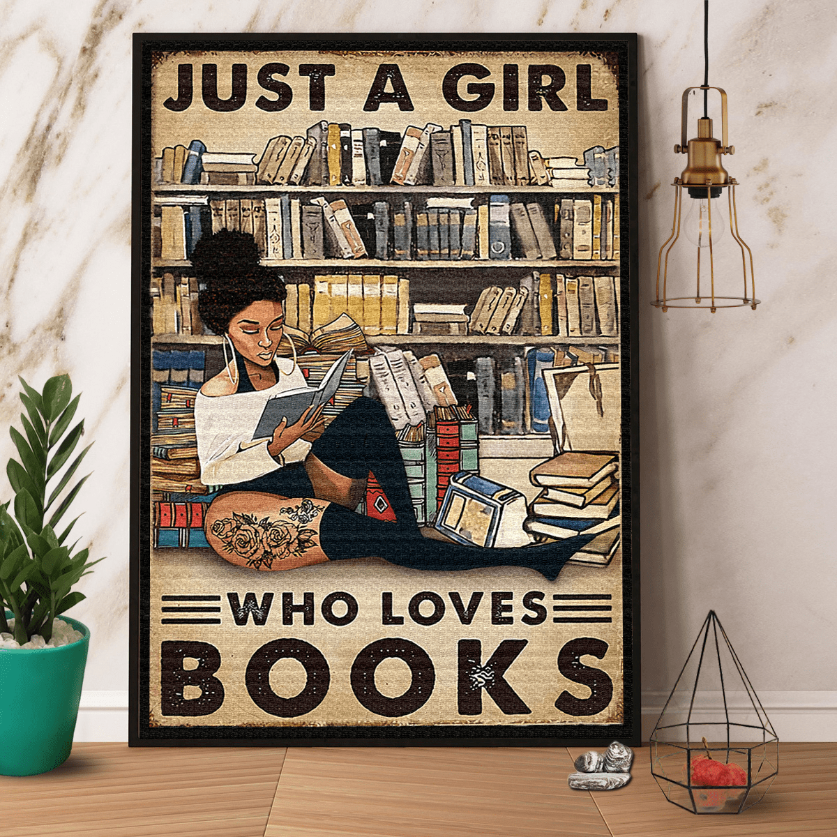 Tattoo Black Girl & Bookworm Jsut A Girl Who Loves Books Poster No ...