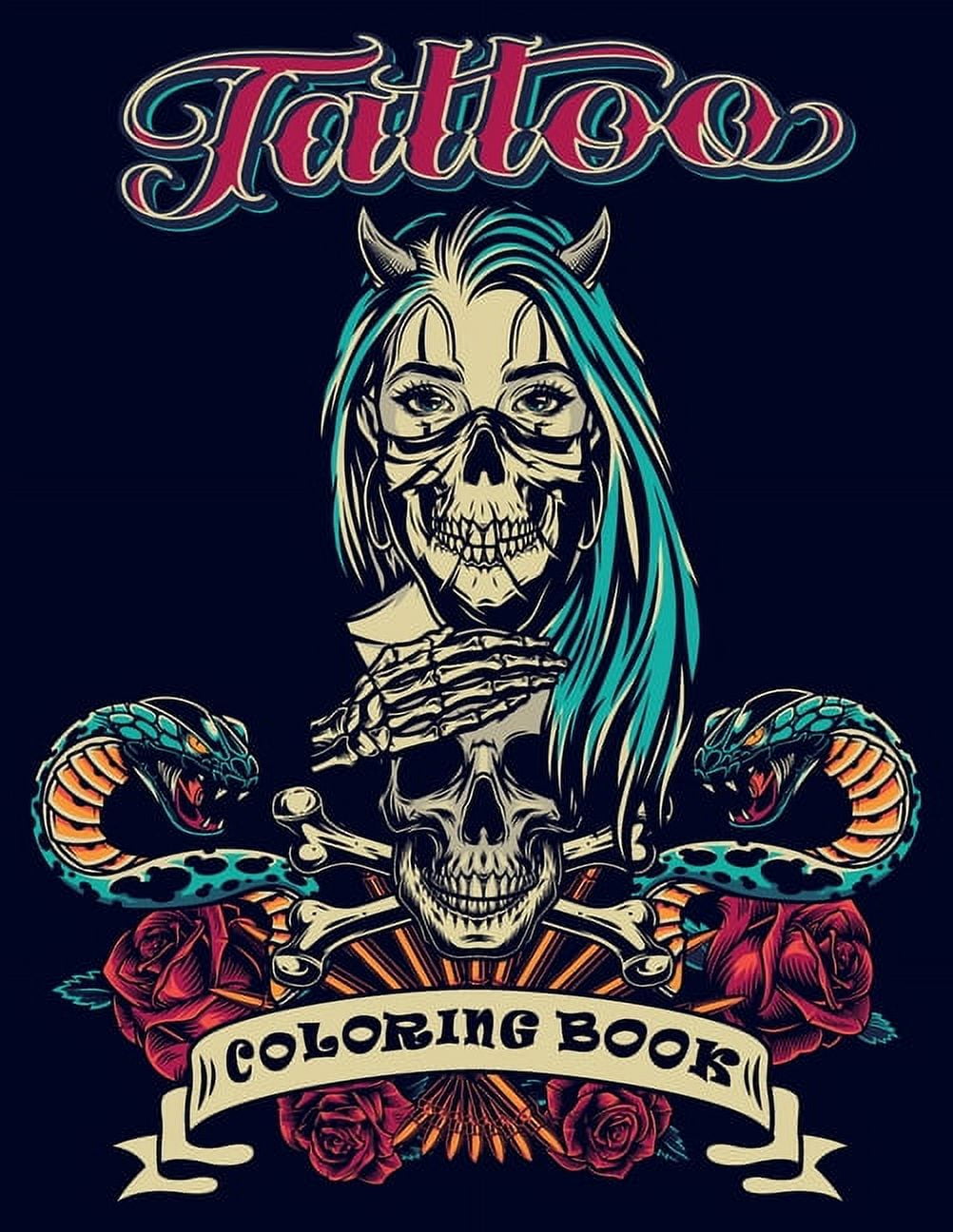 Tattoo Coloring Book: An Adult Coloring Book with Awesome, and Relaxing ...