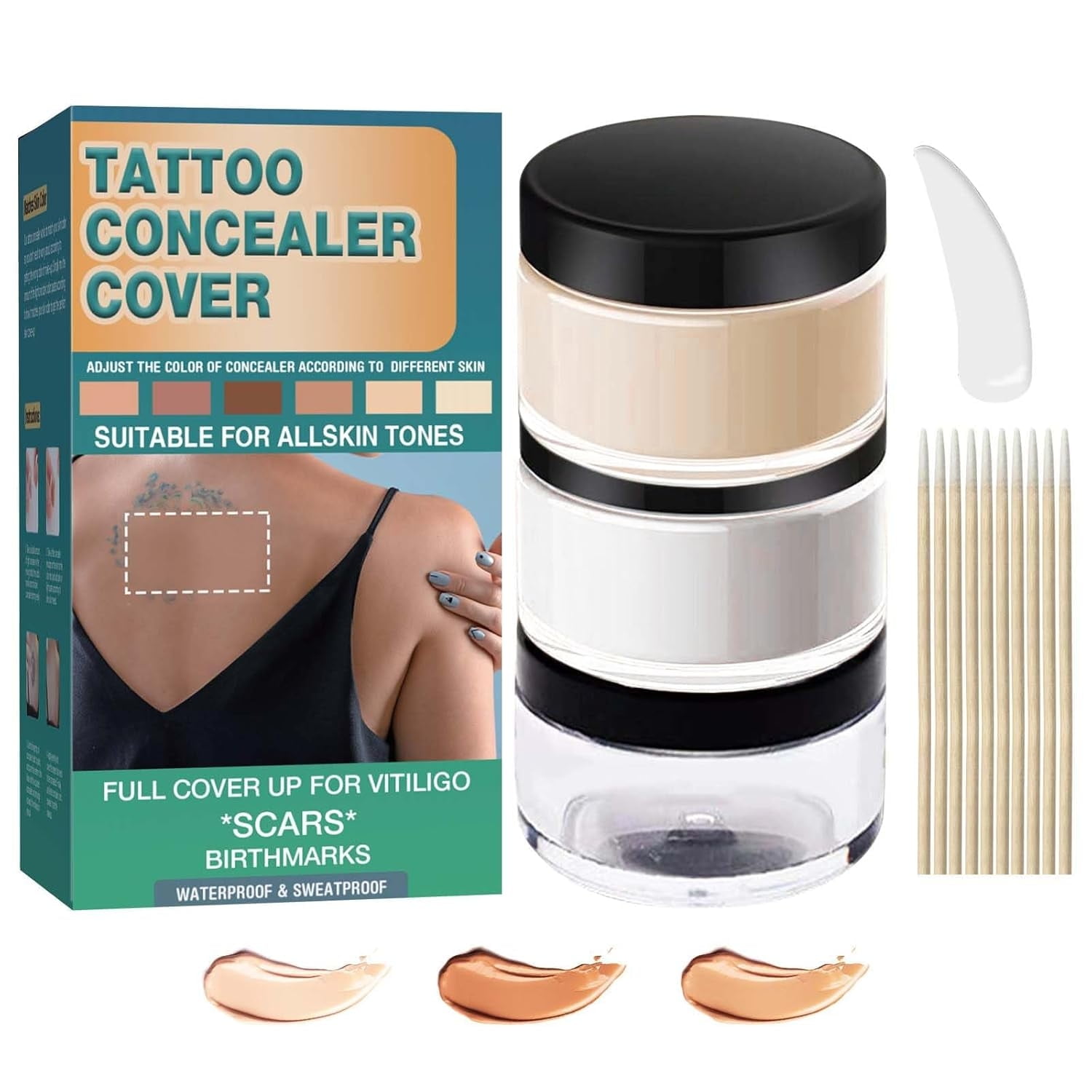 Tattoo Cover Up Makeup, Waterproof Concealer, 2 Colors, Professional ...