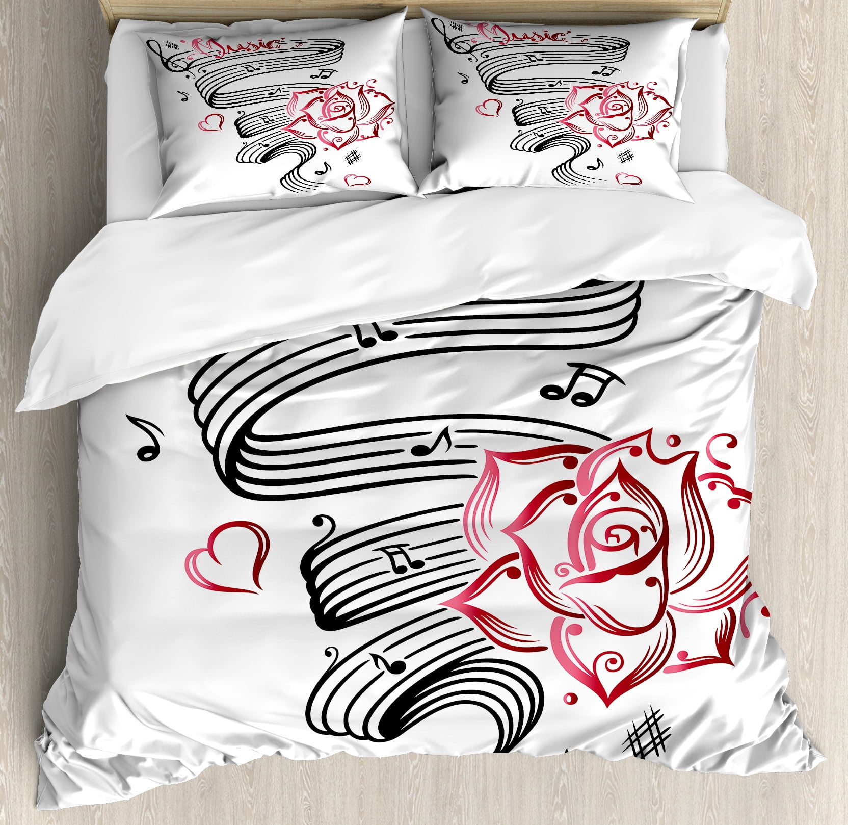 Tattoo Duvet Cover Set, Language of Love Musical Note Inspiration on ...