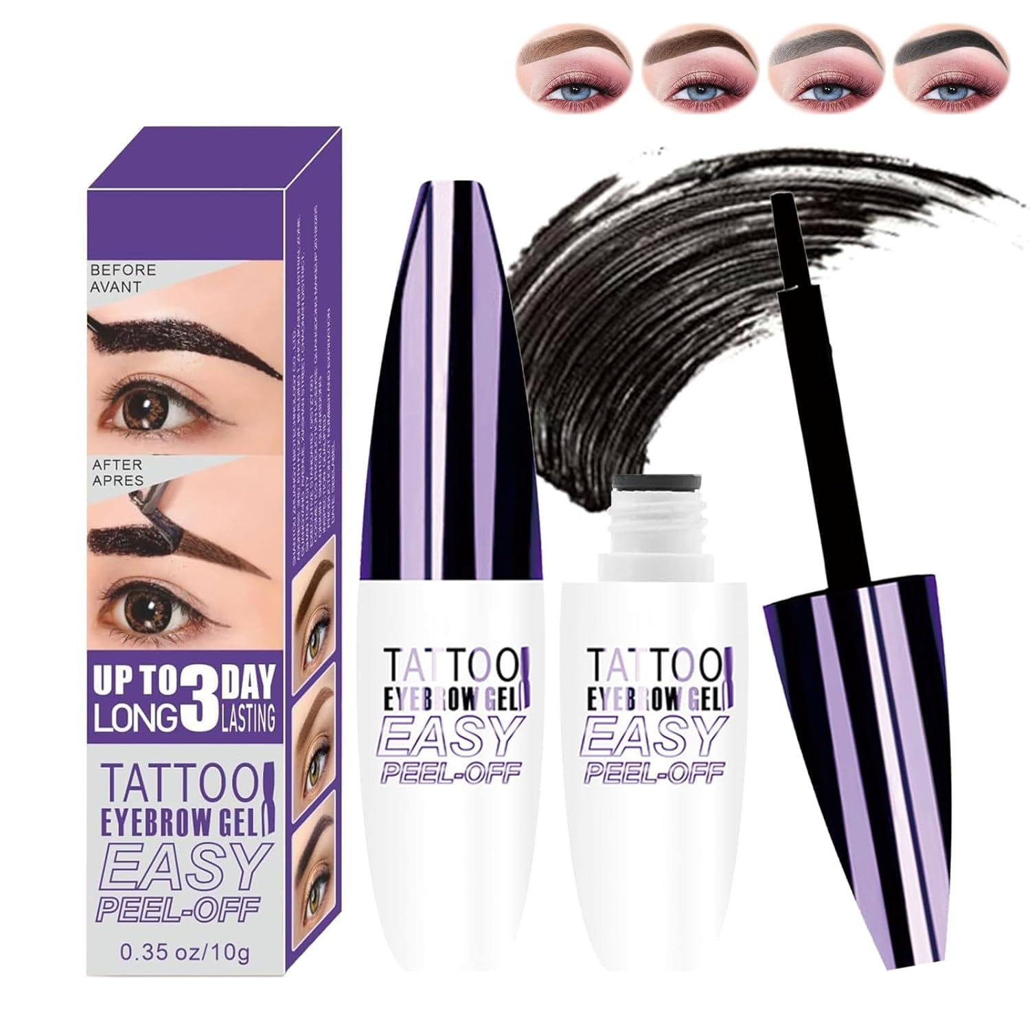 Tattoo Eyebrow Gel Easy Peel Off, Waterproof 3-Day Long-Lasting Brow ...