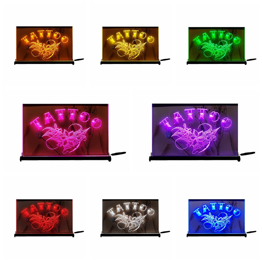 Tattoo Flowers Vintage LED Neon Sign-Posters,3DCarving,Wall,Home,Room ...