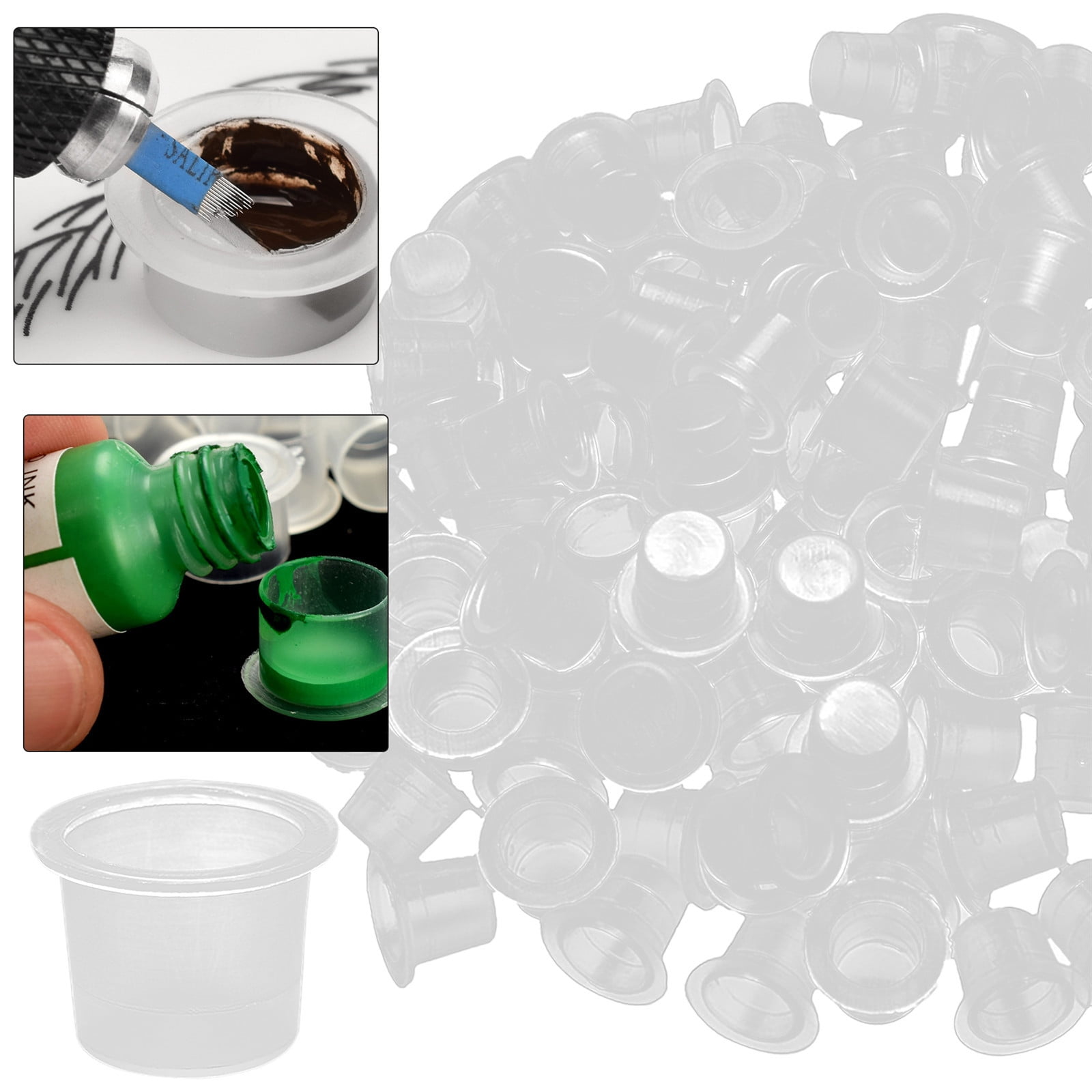 Tattoo Ink Caps 100Pcs Disposable Plastic Pigment Tattoo Ink Caps Cups ...
