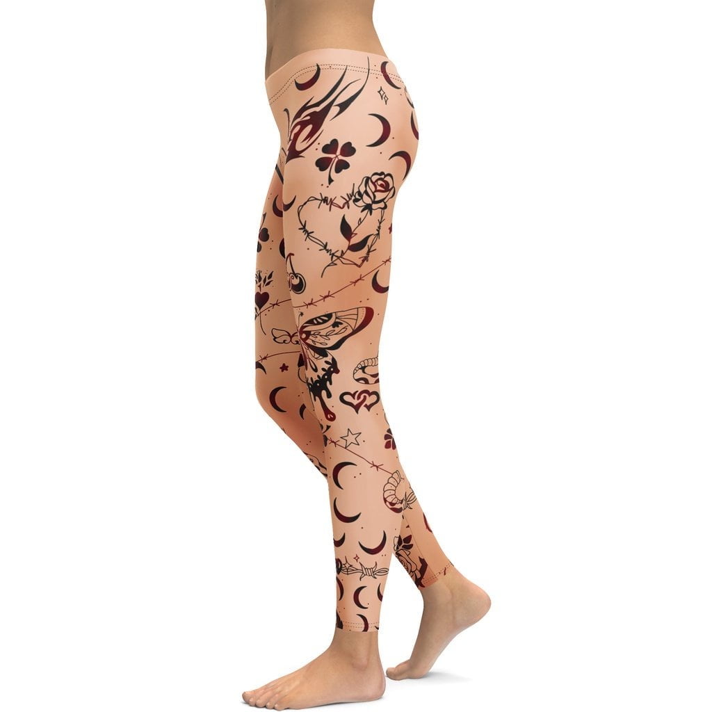 Tattoo Inspired Leggings Size: S for Women | FIERCEPULSE - Walmart.com