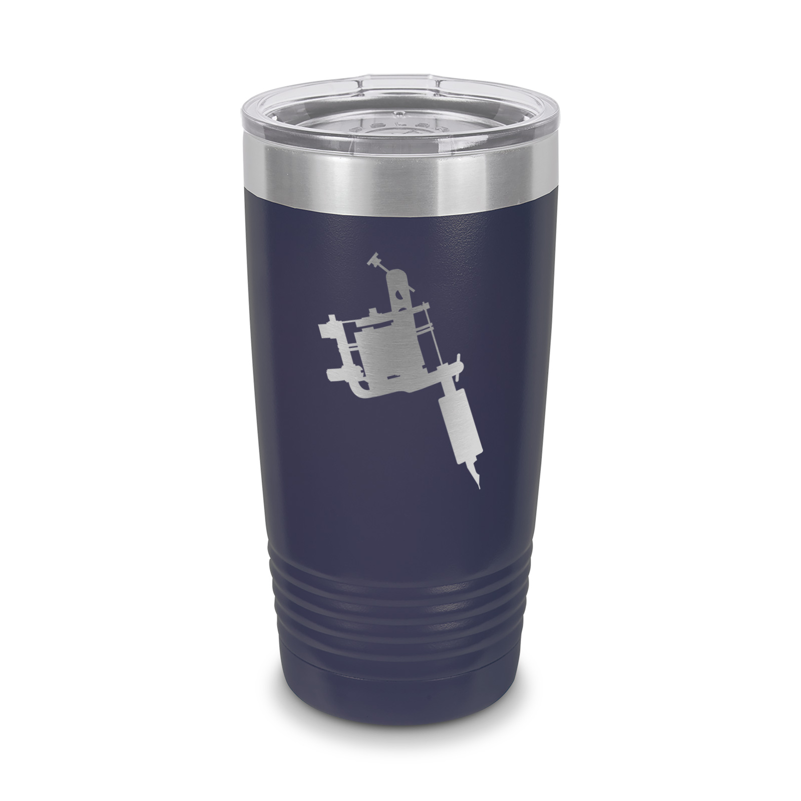 Tattoo Machine Tumbler 20 oz - Laser Engraved w/ Clear Lid - Stainless ...