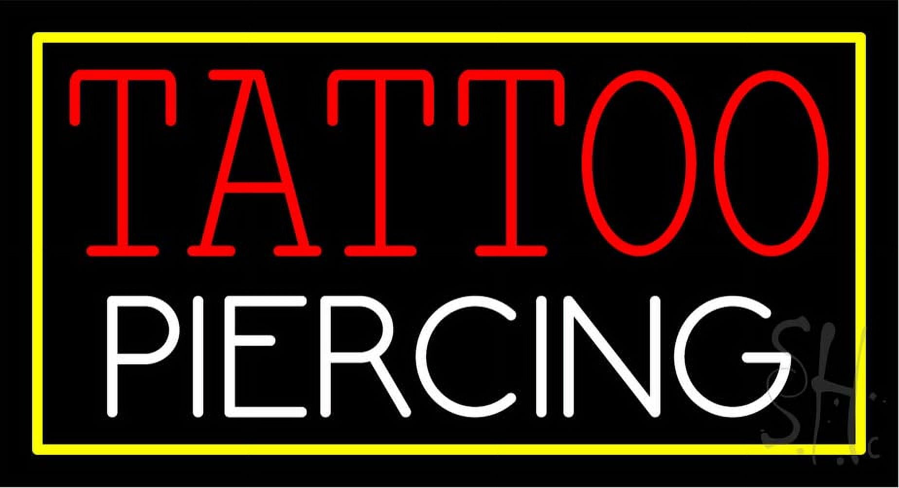 Tattoo Piercing Blue Border LED Neon Sign 13" Tall x 24" Wide - inches ...