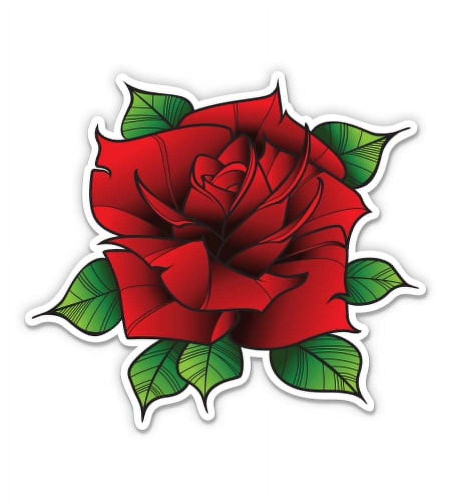 Tattoo Rose Classic Red - 12" Vinyl Sticker Waterproof Decal - Walmart.com