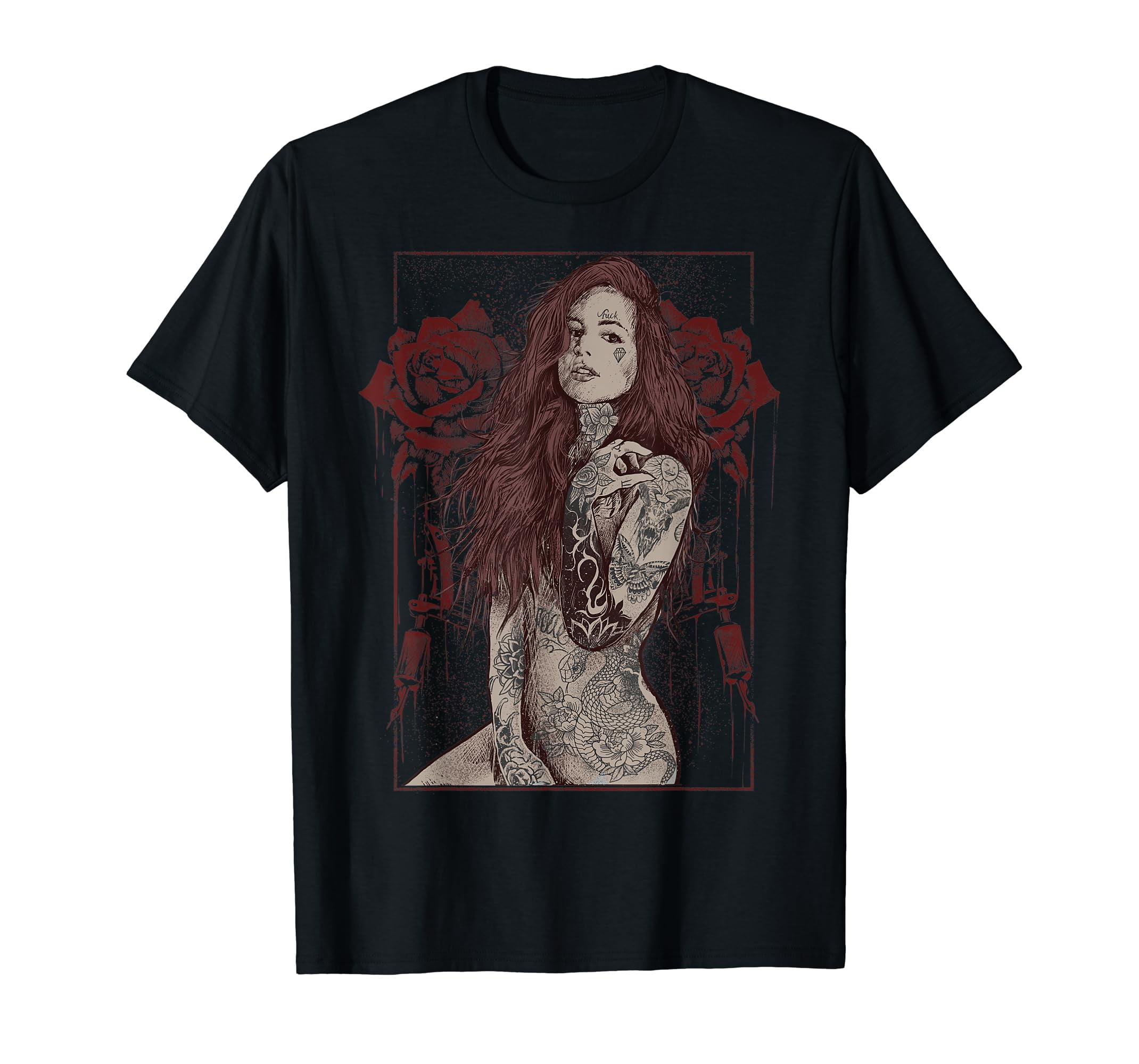 Tattoo Rose Inked pinup Girl Rockabilly Rock music T-Shirt - Walmart.com