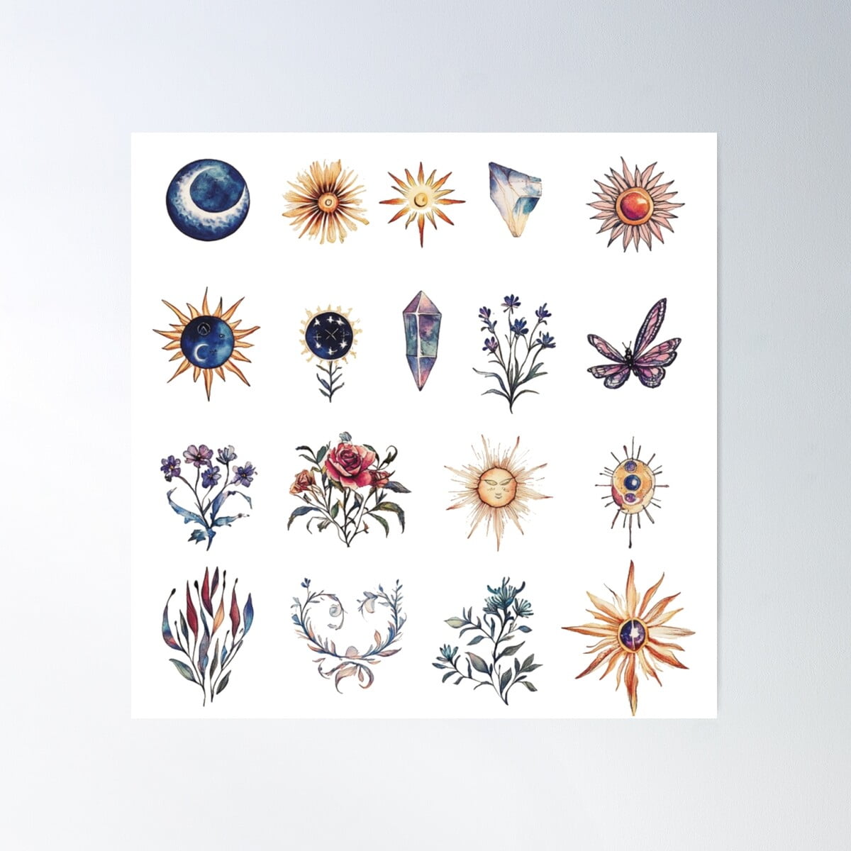 Tattoo Sticker Pack Poster Wall Art, Modern Wall Decor For Living Room ...