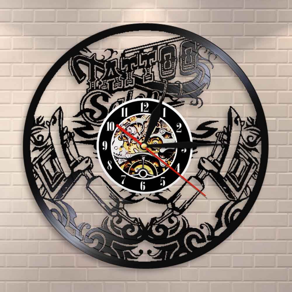 Tattoo Studio Wall Sign Tattoo Salon Vinyl Record Wall Clcok Tattoo ...