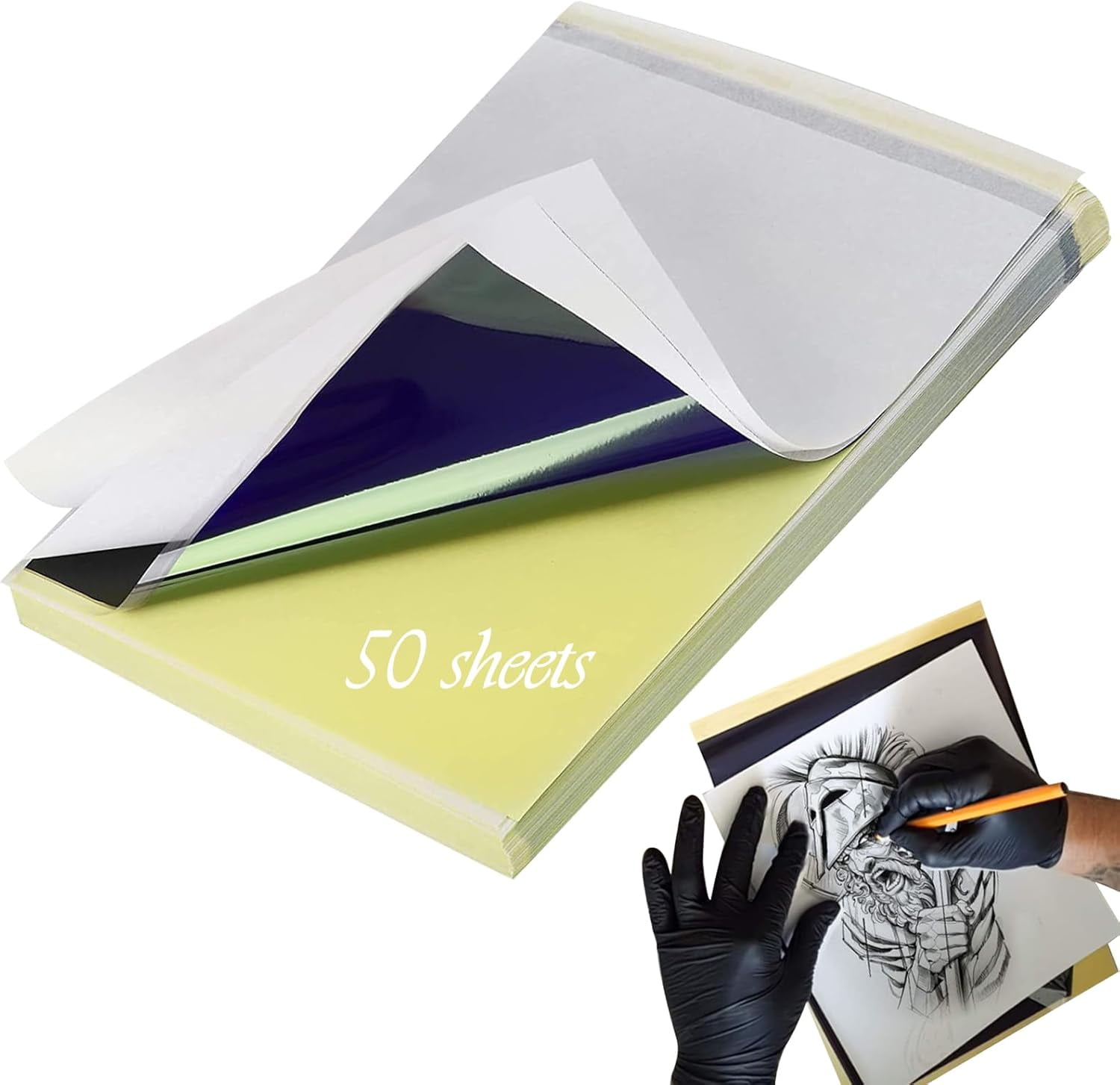 Tattoo Transfer Paper - 50 Sheets Stencil Paper for Thermal Copiers ...