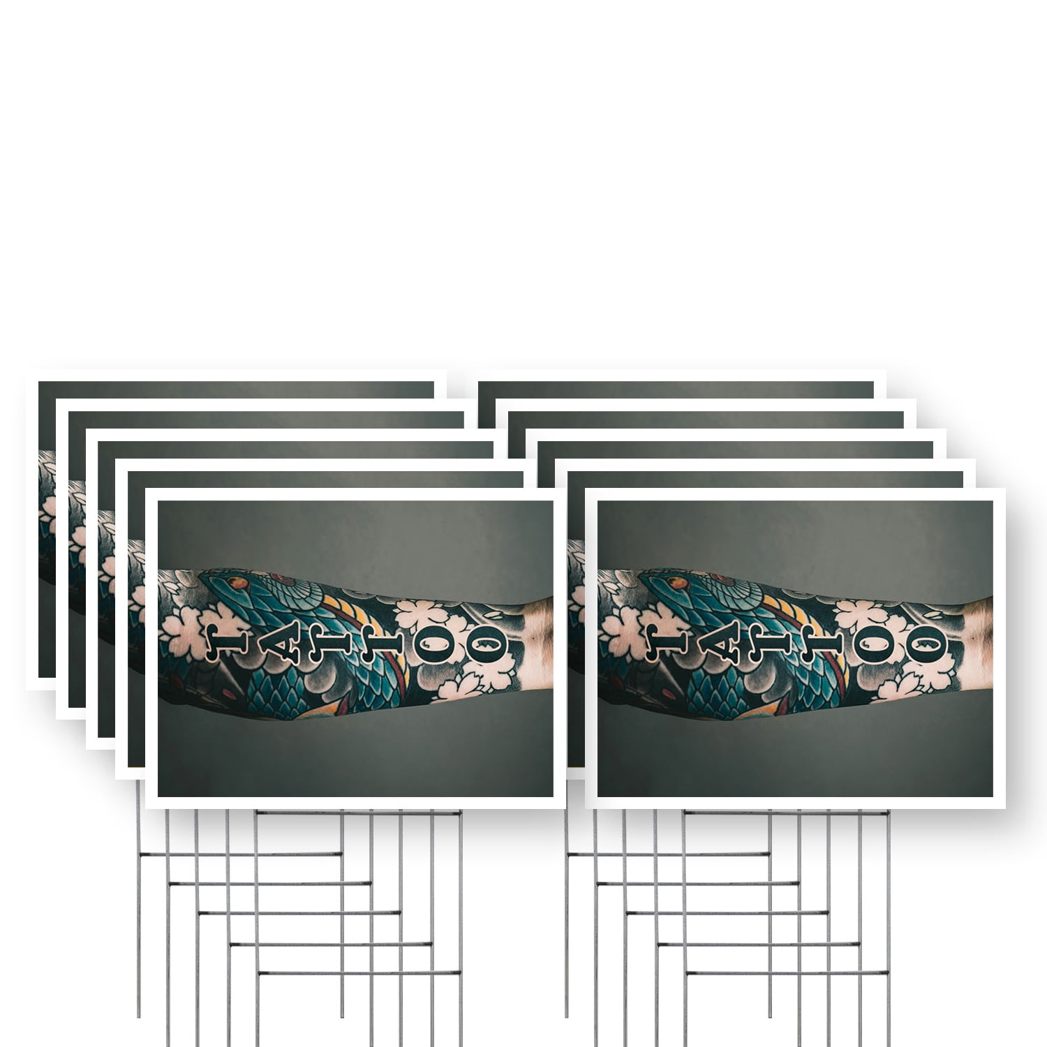 Tattoo Vertical Yard Sign 10 Pack of 12 Inch x 16 Inch Single Sided ...