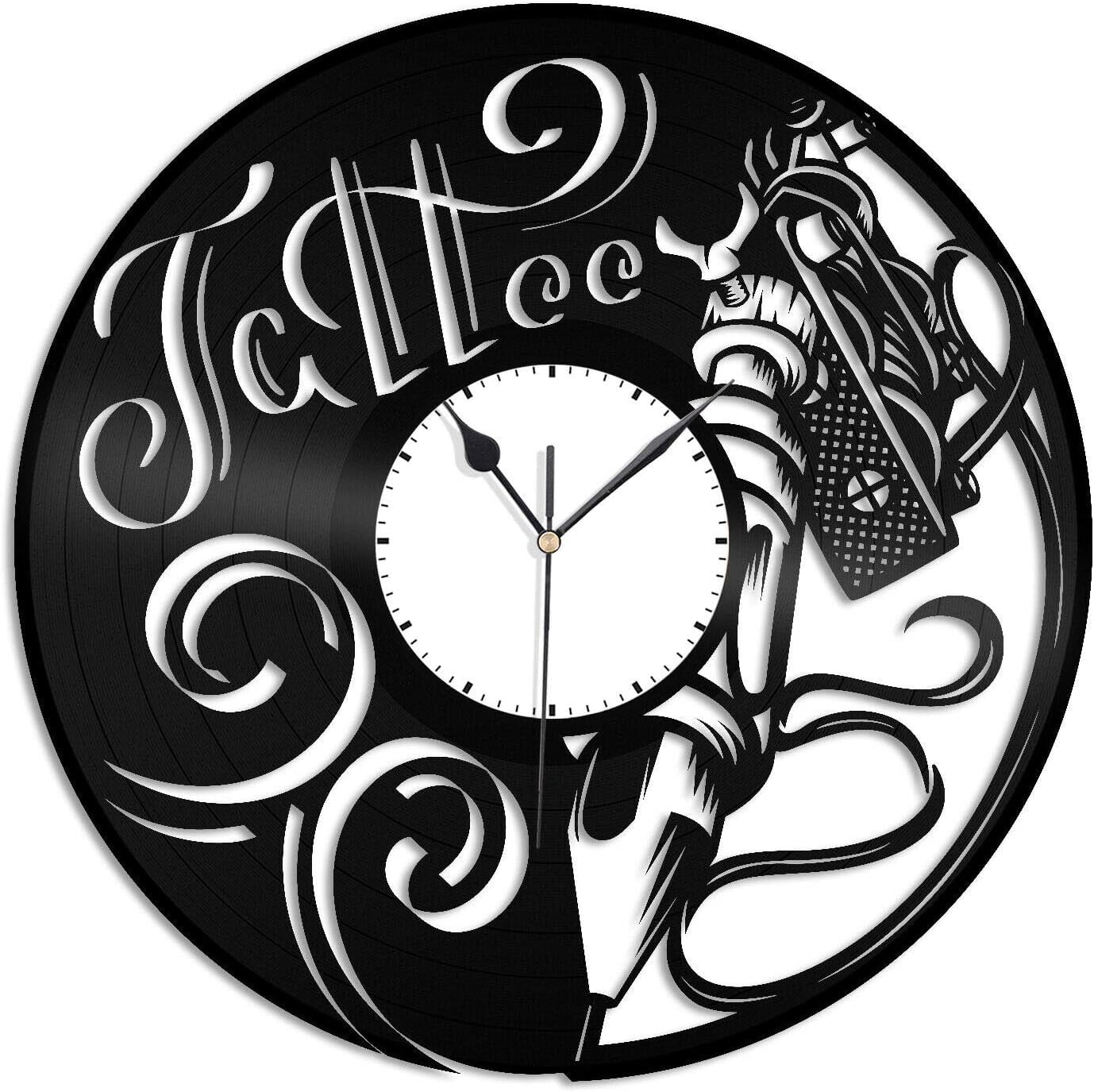 Tattoo Vinyl Wall Clock,Vinyl Record Clock Wall Art Unique Room ...