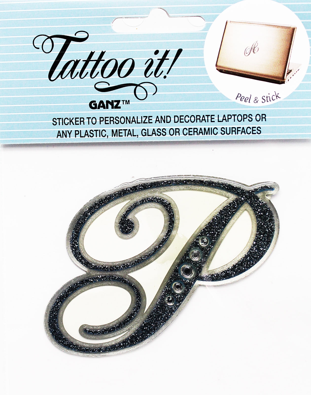 Tattoo it! Capitalized Cursive Letter Raised Sticker: P - By Ganz ...