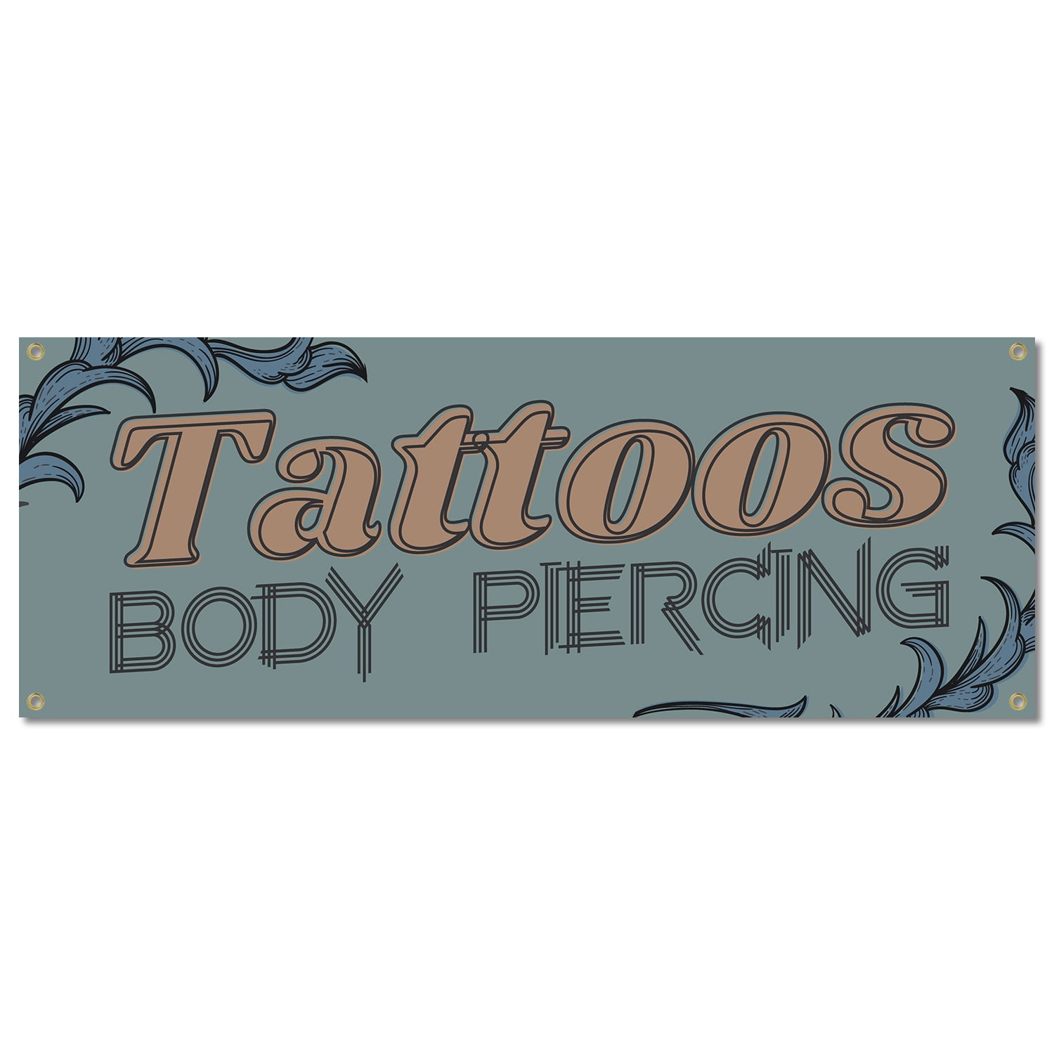 Tattoos Piercing | 18" X 48" Banner | Outdoor Vinyl Sign With Grommets ...
