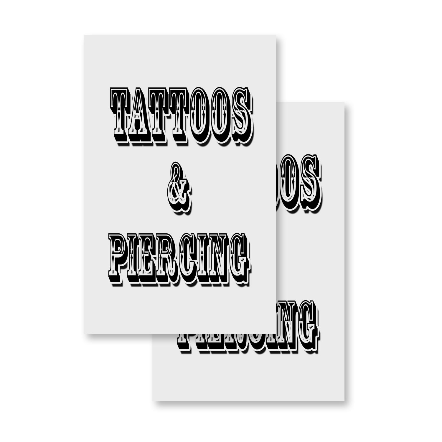 Tattoos & Piercing (2-PACK) 24" x 36" Vinyl Decals | Sign Insert Peel ...