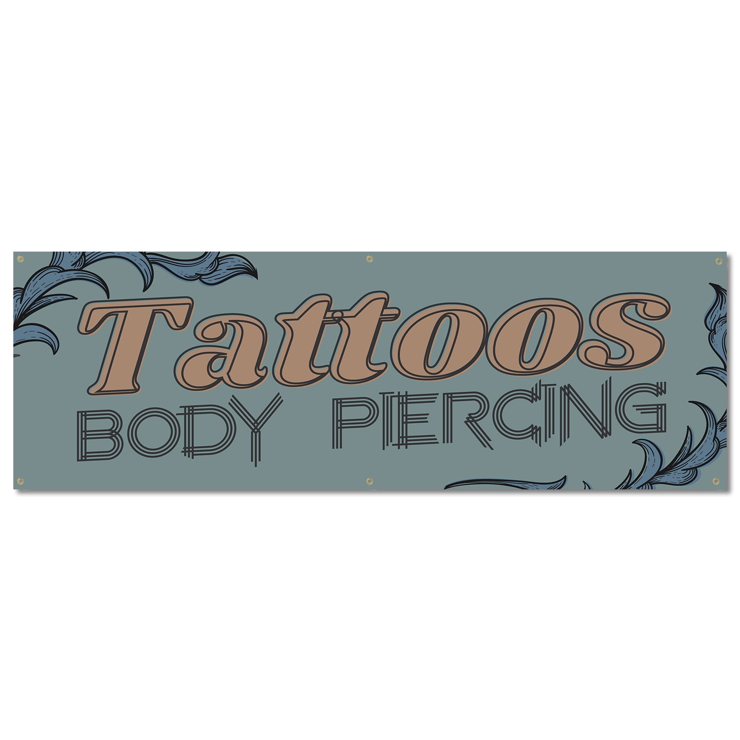 Tattoos Piercing | 24" X 72" Banner | Outdoor Vinyl Sign With Grommets ...