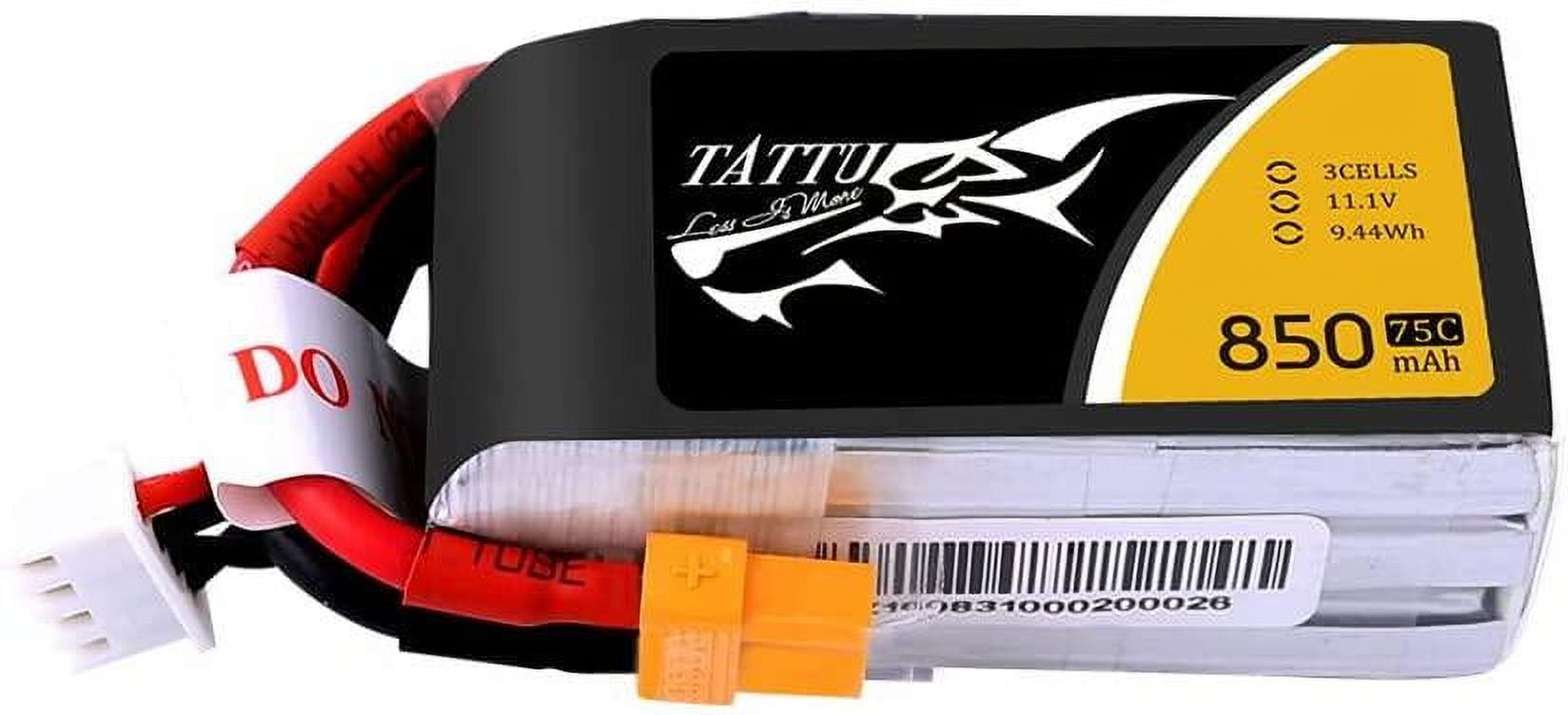 Tattu 11.1V 3S 850mAh 75C LiPo Battery Pack with XT30 Plug for 150mm to ...