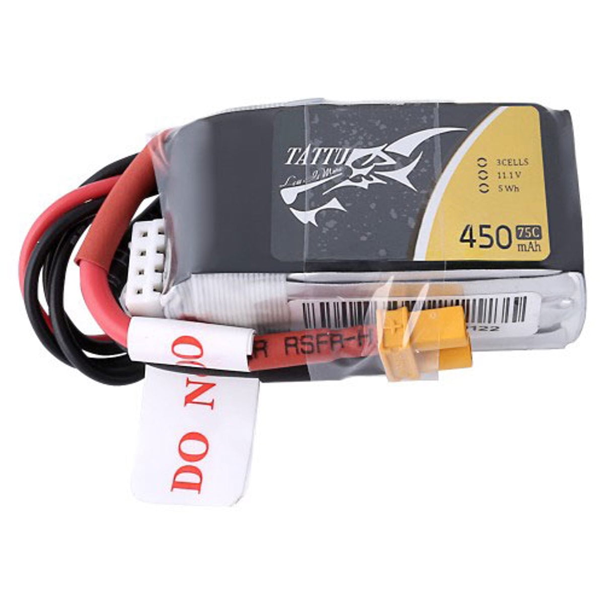 Tattu 11.1V 450mAh 75C 3S1P Li-Po Battery Pack with XT30 Plug for 90 ...