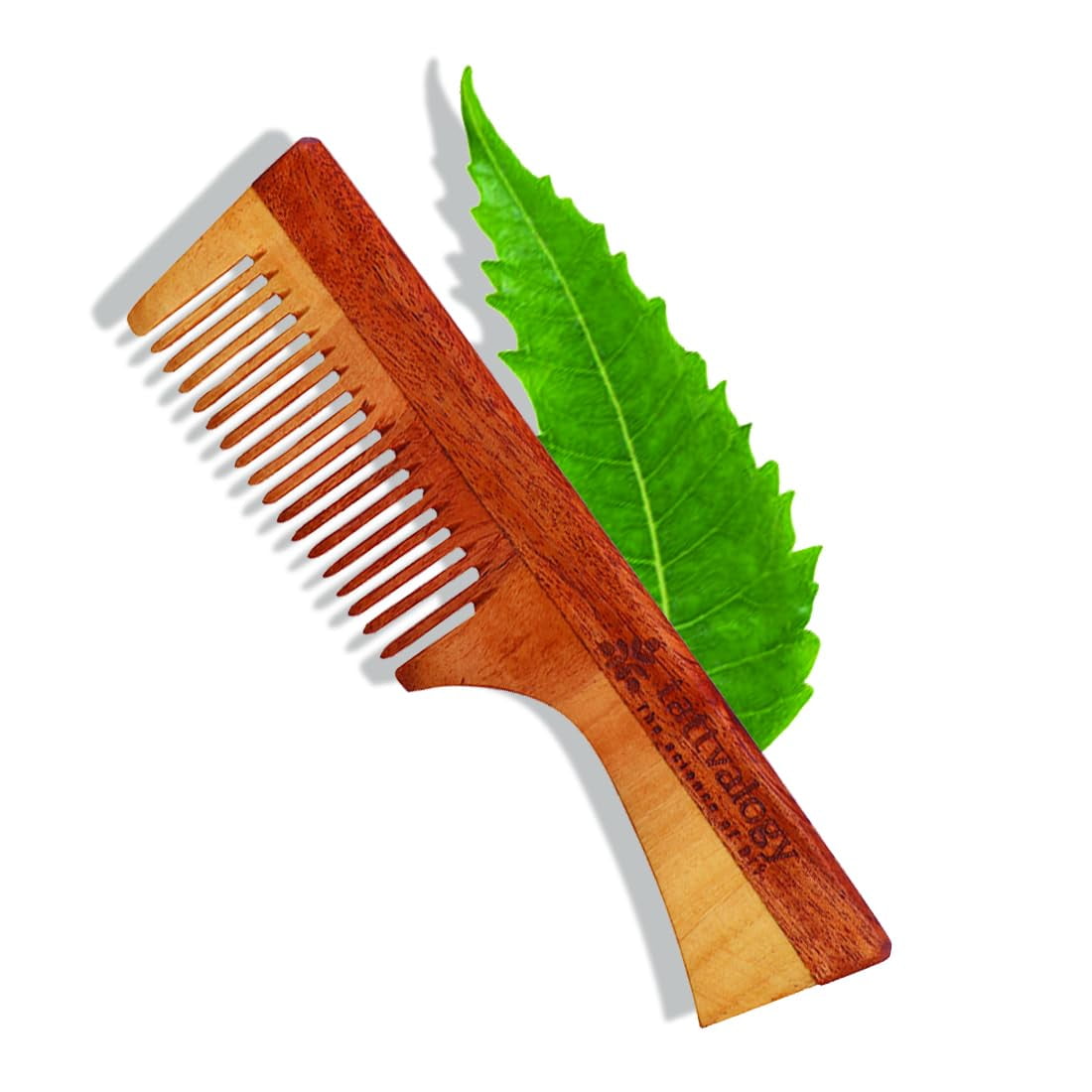 Tattvalogy Wide Toothed Raw Neem Comb With Handle |Kaachi Neem Wooden ...